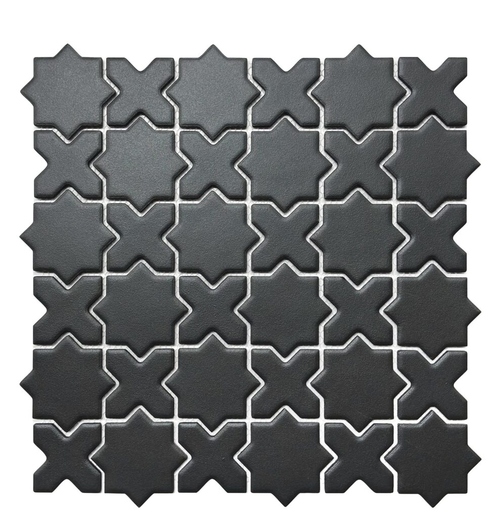 2" Black Star and Cross Porcelain - Rickert Tile